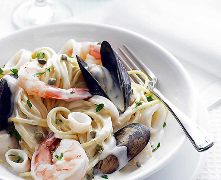 Pâtes à la crème et aux fruits de mer Recette WW